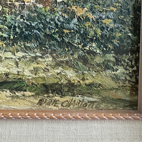 Vintage Marie Charlotte Signed Oil Painting Wood Frame Impressionist ...