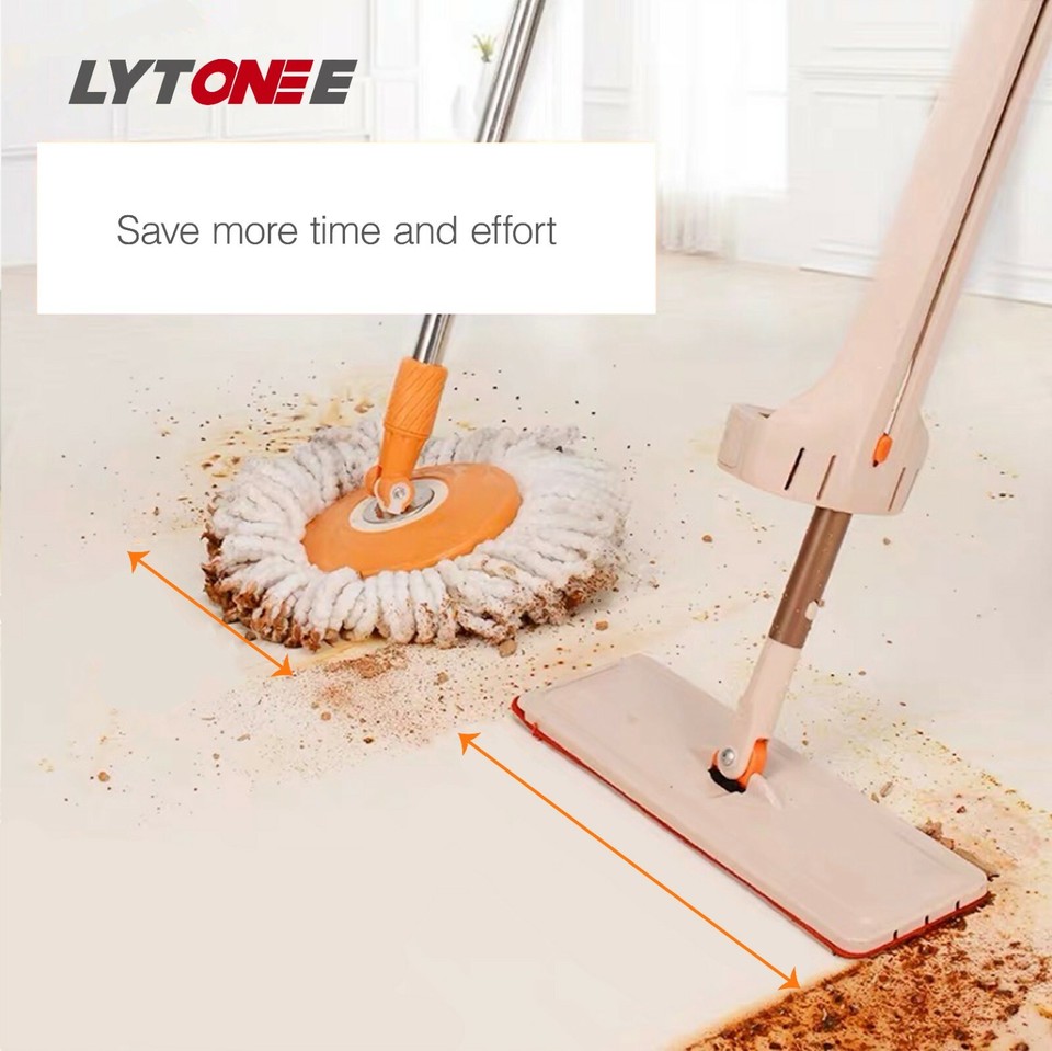 Fiber Mop Hardwood Floor Mop Dust Wet Mop with 4 Washable Pads Flat Mop ...