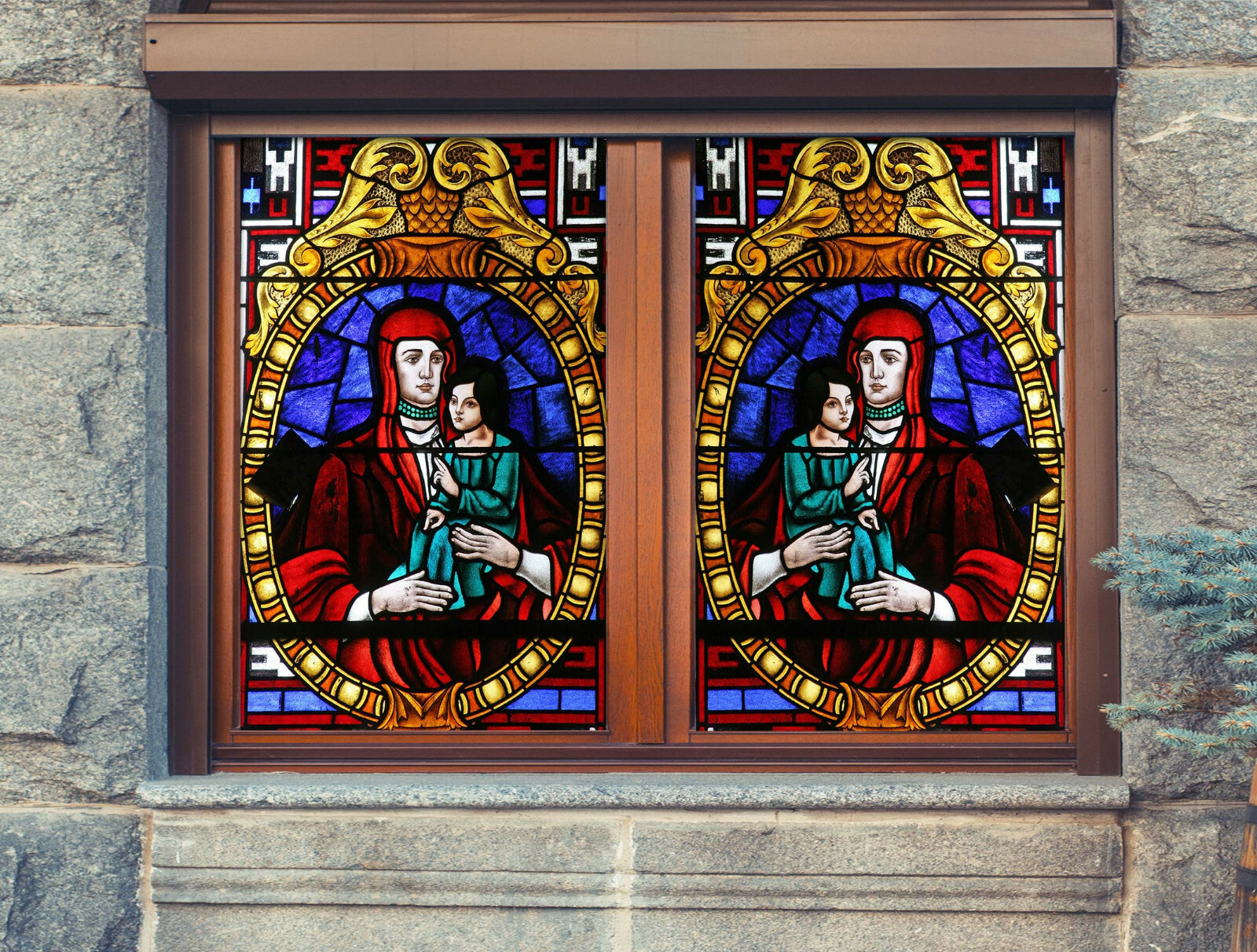 3D Queen Prince ZHUA97 Window Film Print Sticker Cling Stained Glass UV ...