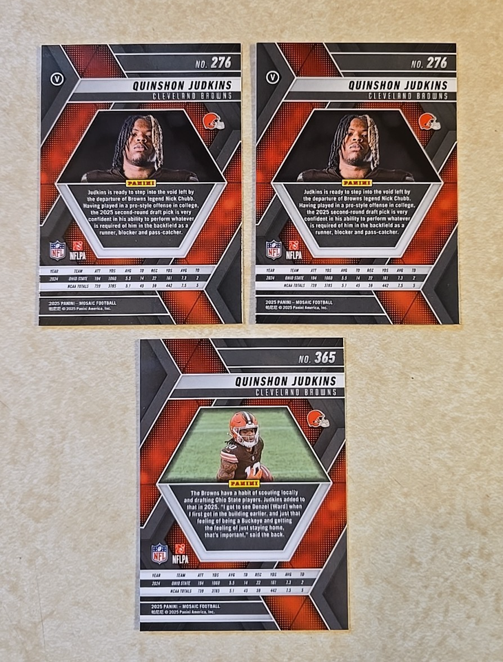 2025 Mosaic & Donruss Quinshon Judkins 7 Card Rookie Card Lot Cleveland ...
