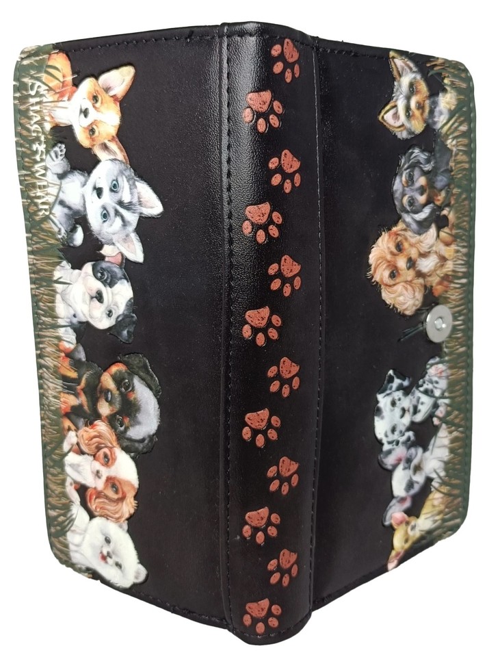 Shagwear Puppy Love Black Wallet | Dog Design | Large Zip Wallet | eBay ...