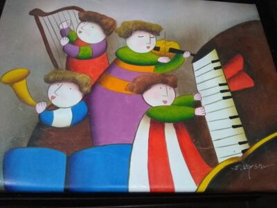 J. ROYBAL Original Painting--Musicians--Signed---Oil on Canvas | eBay