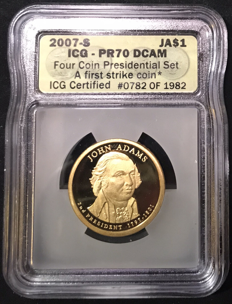 2007 S John Adam’s Presidential Proof Dollar $1 ICG PR70 DCAM First Strike | eBay