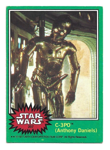 1977 TOPPS STAR WARS #207 C-3PO (Anthony Daniels) “Golden Rod” Error ...