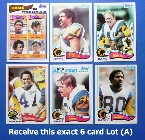 Los Angeles Rams 1982 Topps Exact 6 Card Lot (A) #s 3-369-375-376-383 ...