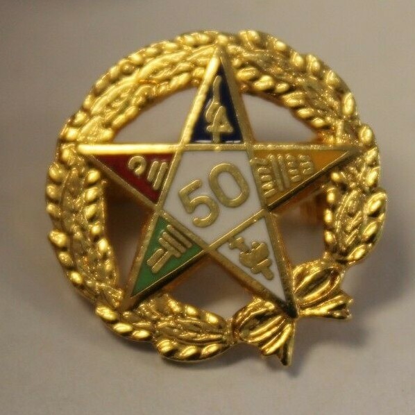 VTG OES Order of Eastern Star 50 Year Enamel Gold Tone Fraternal Pin ...