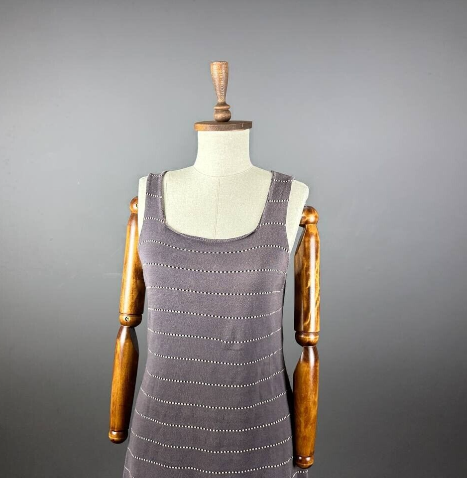 GUDRUN SJODEN Gray Striped Sleeveless Shift Midi Dress Size M | eBay