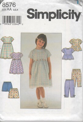 Simplicity 8576 Child's Dress Top Pants Shorts Size AA 2 3 4 Spring ...