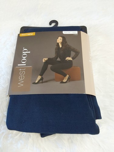 West Loop Ladies Navy Blue Fleece Leggings 92% Polyester, 8% Spandex ...