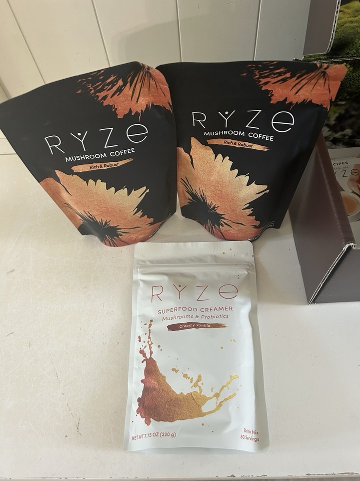 RYZE Mushroom Coffee Kit 2X Coffee * RICH & ROBUST * Creamer Canister ...