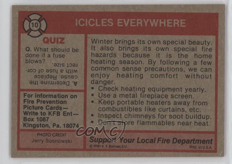 1981 KF Byrnes Fire Department Icicles Everywhere #10 s5q | eBay