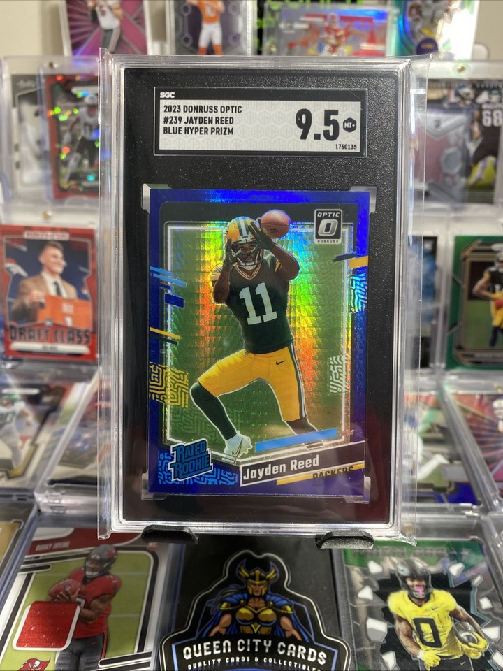 2023 Donruss Optic Jayden Reed #239 Blue Hyper Prizm RC Rookie SGC 9.5 ...