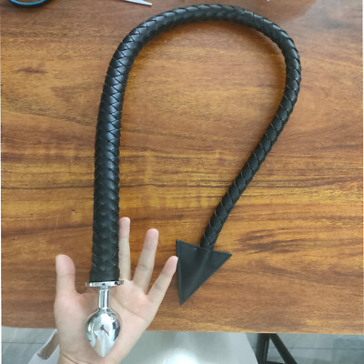 PU Leather Metal Bead Plug Demon Cosplay Torture Bondage Whip Devil ...