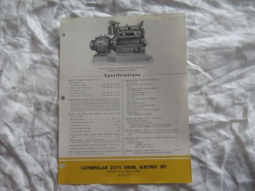 CAT Caterpillar D375 engine specification sheet brochure | eBay