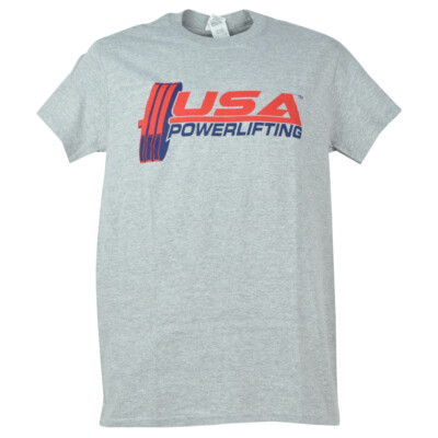 USA Powerlifting Weight Gym Gray Short Sleeve Crew Neck Tshirt Tee Mens ...