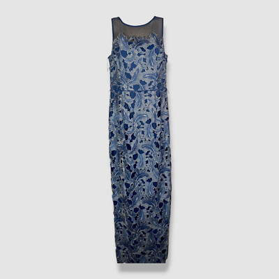 Adrianna Papell Women's Tonal Lace Illusion Round Neck Sleeveless Dress ...