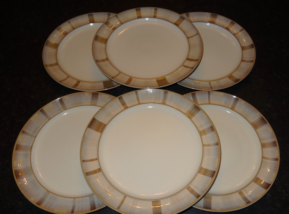 6 x DENBY TRUFFLE LAYERS WIDE RIM DINNER PLATES SET 11'' / 28CM HARDLY ...