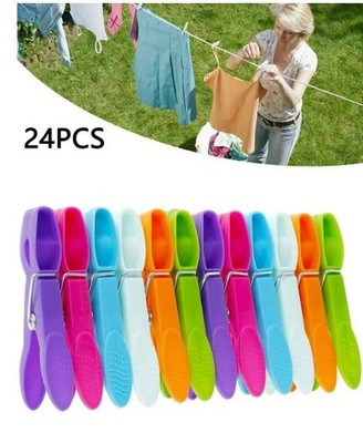 24Pcs Clothes Pegs For Washing Line Strong Grip Washing Pegs Clothespin ...