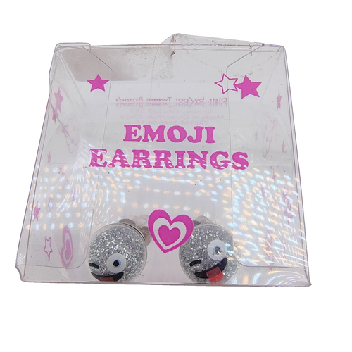 Glitter Emoji Earrings Pierced Stud Y2K Aesthetic Tongue Out Smiley ...