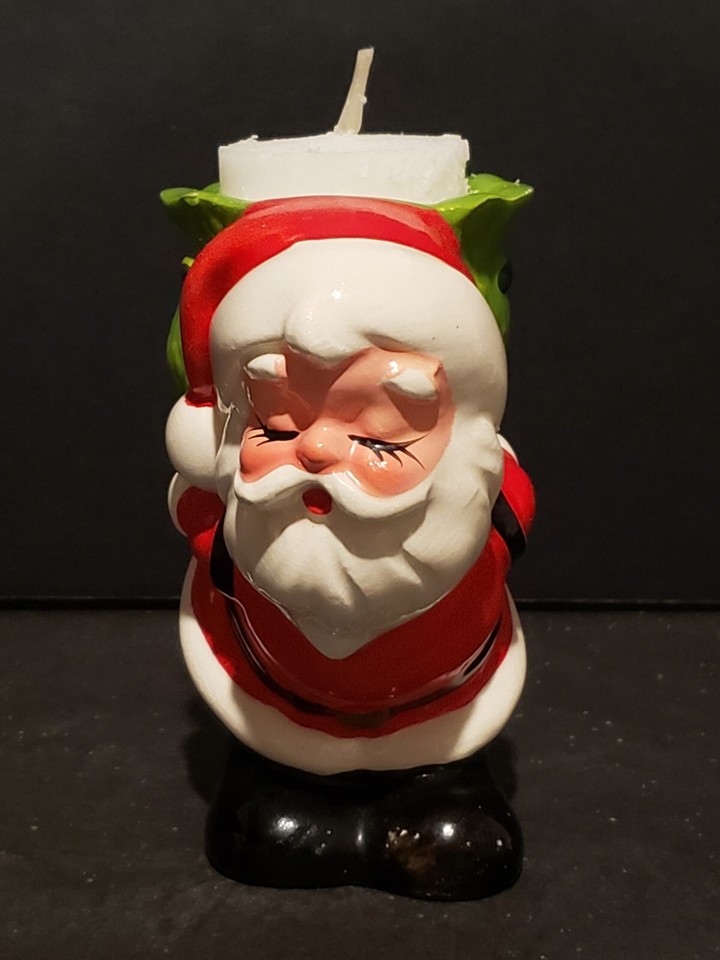 Retro Vintage Christmas Santa Candle Holder Made In Japan in Red ...