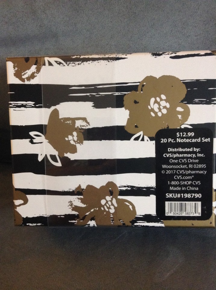 CVS BRAND WHITE/BLACK 20 PIECE NOTE CARD AND ENVELOPE SET - BRAND NEW ...