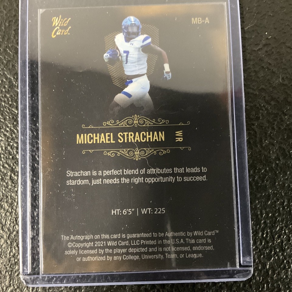 MICHAEL STRACHAN AUTO RC WILD CARD MATTE PREMIER GOLD 2021 ROOKIE COLTS ...