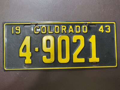1943 COLORADO Passenger License Plate # 4-9021 | eBay