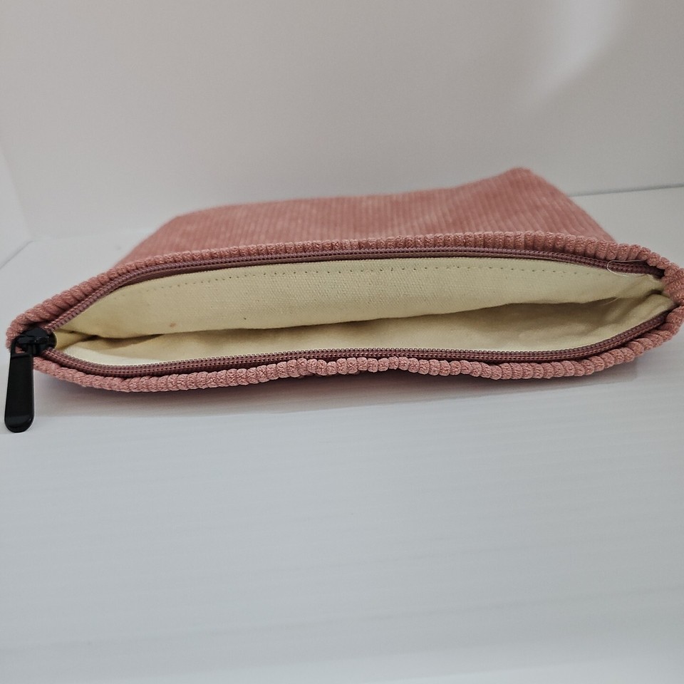 Sozakka Corduroy Lined Cosmetic Bag w/ Zipper, Great Travel or Daily ...
