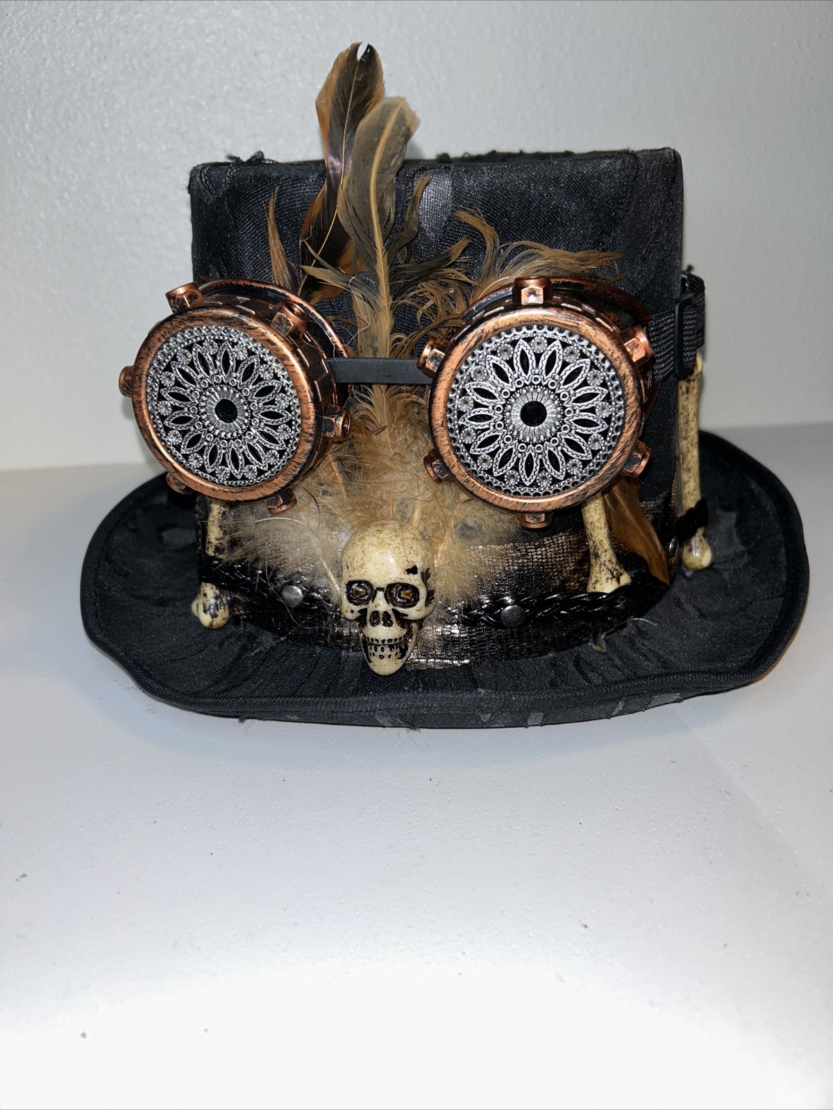 Steampunk Top Hat Voodoo Halloween Skull & Bones W/Go… - Gem