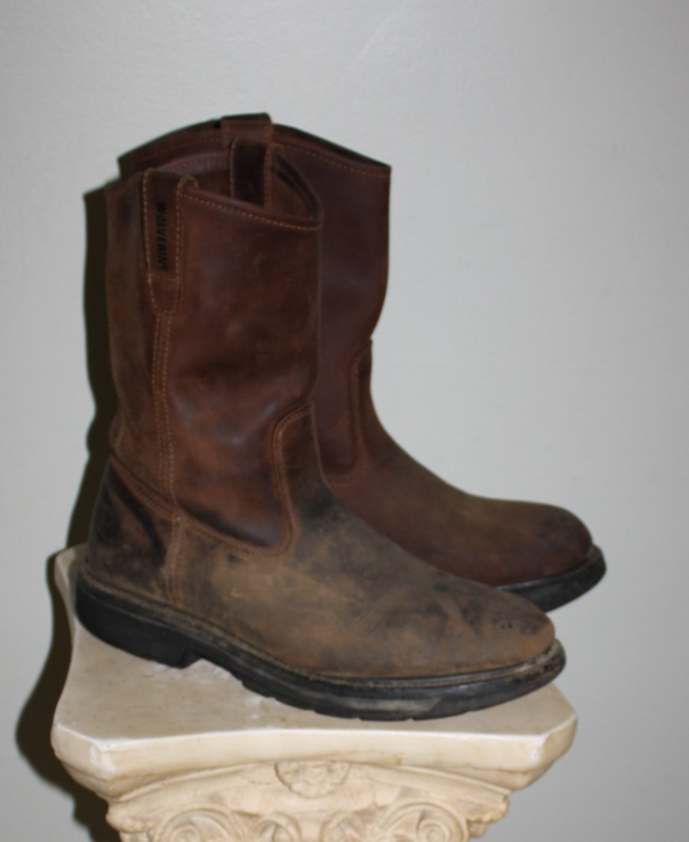 Wolverine WO4727 Mens Wellington Leather Brown Western Work Biker Boots ...