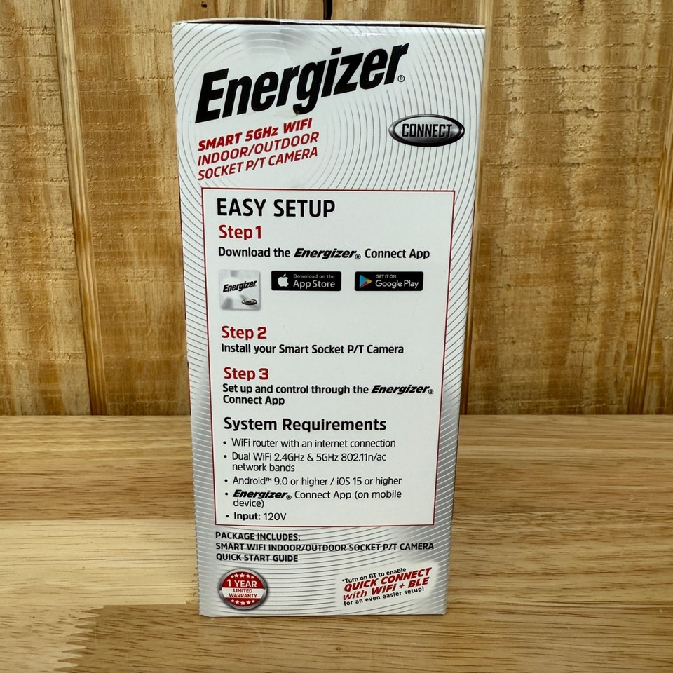 Energizer Smart Wifi Indoor/Outdoor Socket Pan/Tilt Camera, Black | eBay