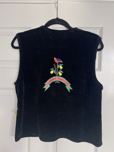 SHARON YOUNG Black Sweater Vest Birds Ducks Swan Women S Embroidered ...