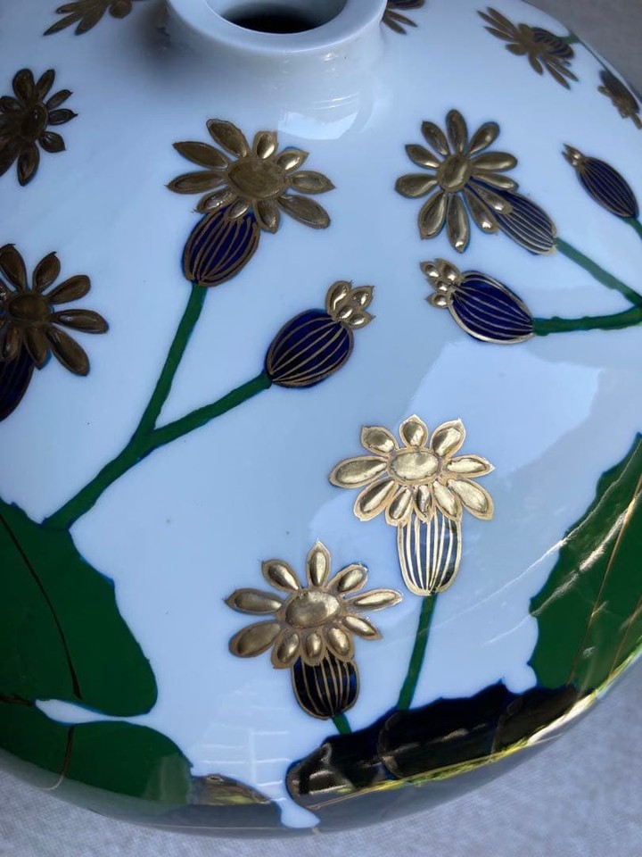 Fujii Nishikisai Vase Vase Flower Base Snubbull Green | eBay UK