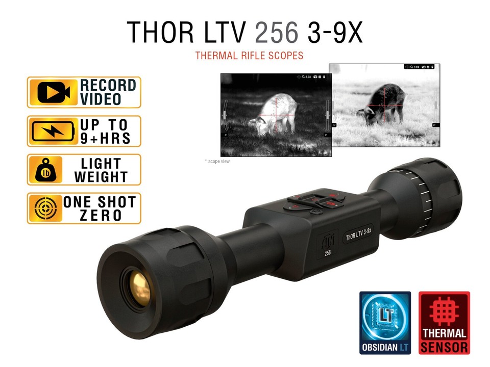 ATN Thor LTV 3-9x, 256x192 12 micron Thermal Rifle Scope w/ Video ...