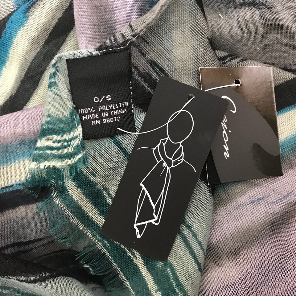 CEJON Neck Scarf Wrap Fringe Striated Stripes Oversize Shawl BOHO 40 x ...