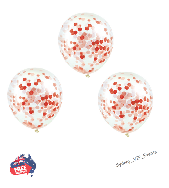 BIRTHDAY PARTY RED CONFETTI BALLOONS CLEAR 30CM 3PK WEDDING CHRISTMAS ...