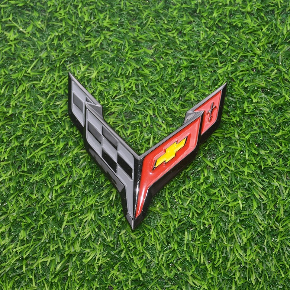 1pc Black ash Red for 2020+ Corvette c8 Hood Bumper Flags Emblem Badge ...