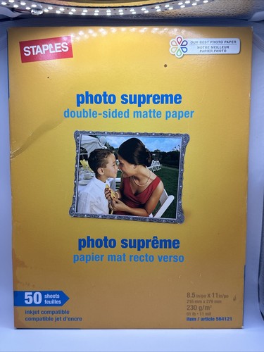 STAPLES Photo Supreme Paper 8 1/2" x 11", Double Sided Matte 50 Pack ...