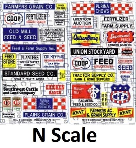 N Scale - Storefront & Advertising Signs, Feed & Seed Store, BLS-057 ...