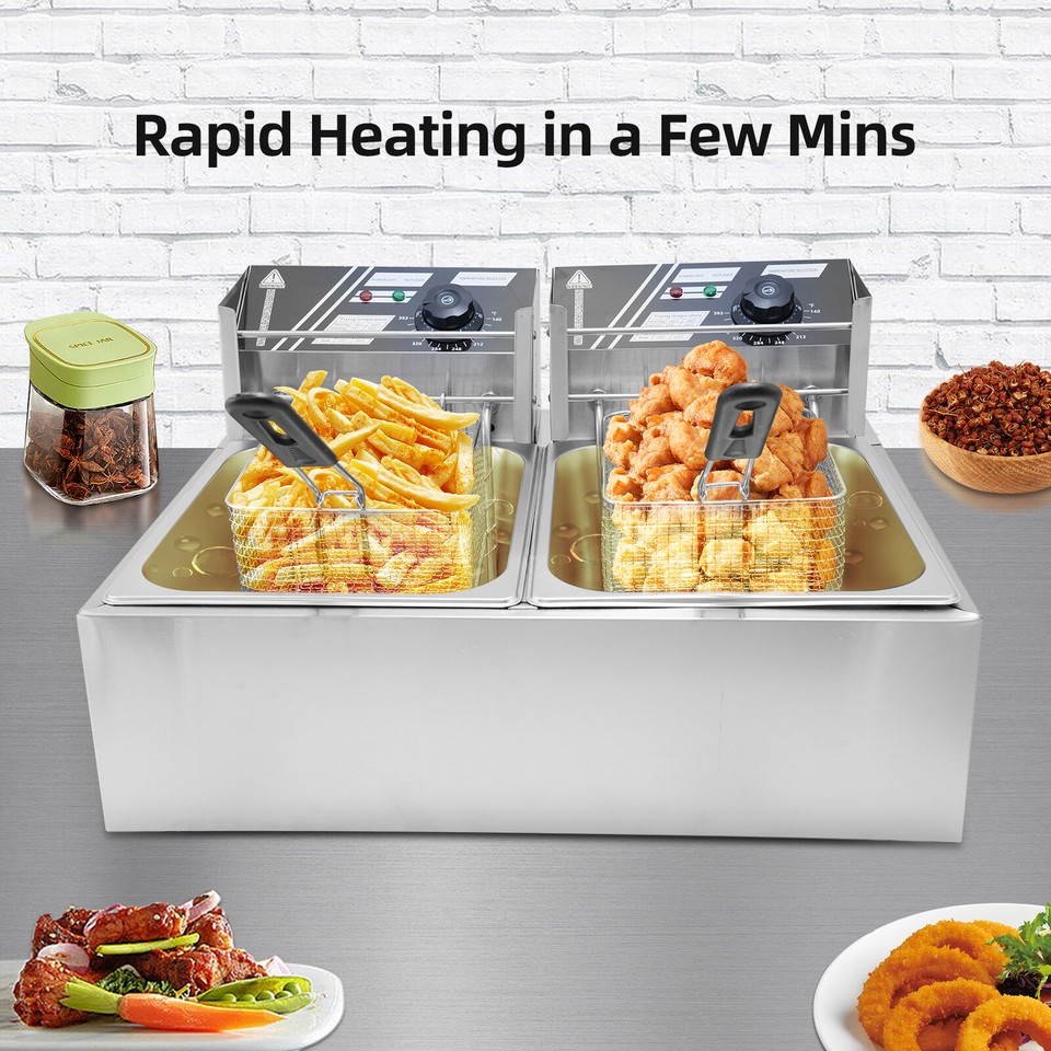 Electric Deep Fryer Frying Machine XL Fry Bask 6/12L Commercial 2500W ...