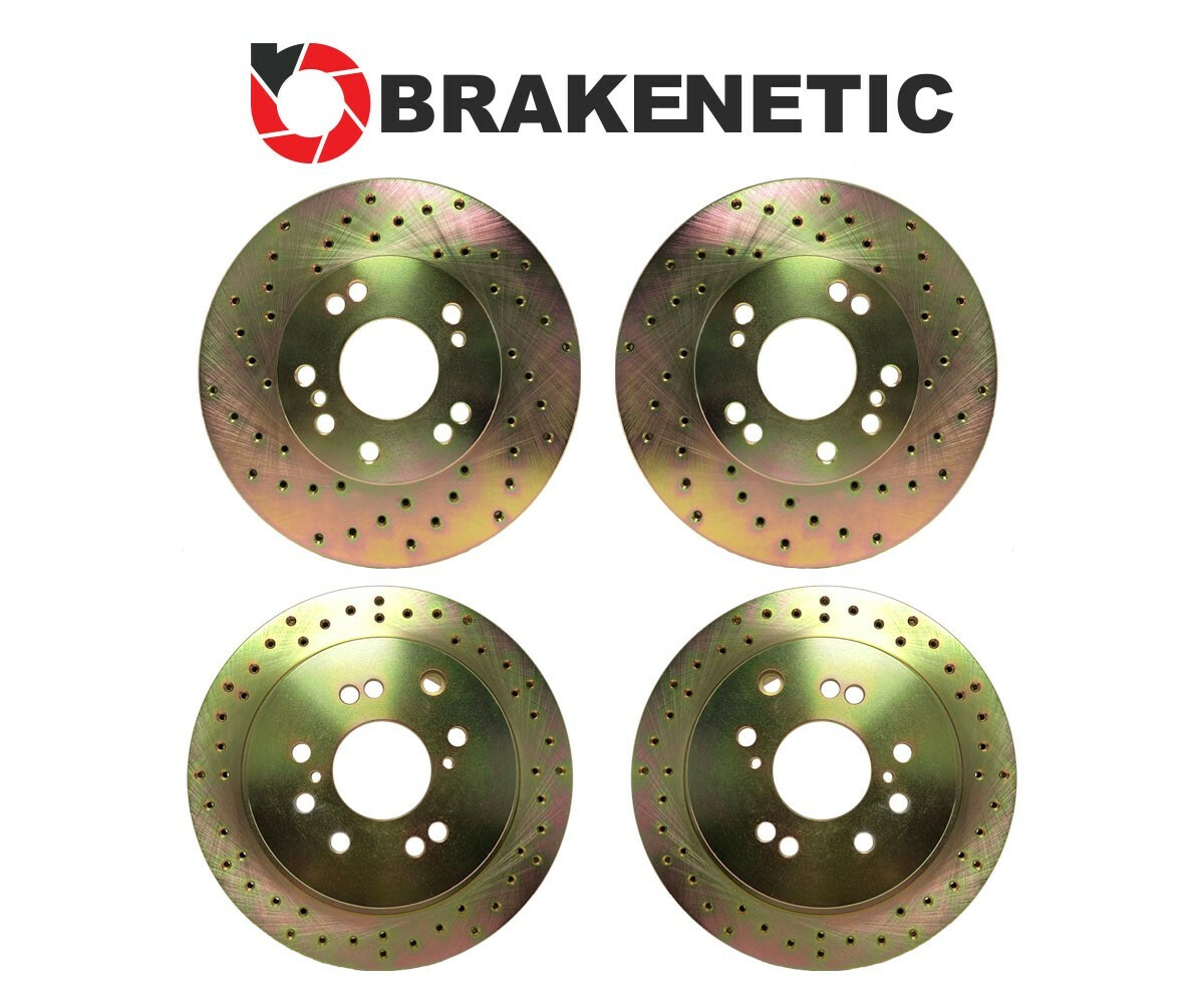 F&R BRAKENETIC Sport Cross Drill Brake Rotors 26mm Z32 300ZX Conversion ...