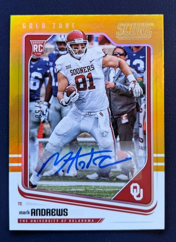 2018 Score Rookie Gold Zone AUTOGRAPH Mark Andrews #378 (#/50) RAVENS ...