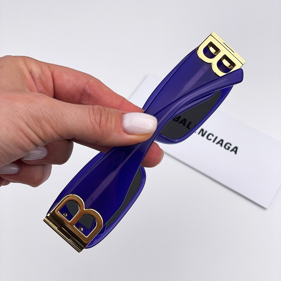 Balenciaga Men Sunglasses Violet Gold Grey Rectangle BB0096S 004 NEW | eBay