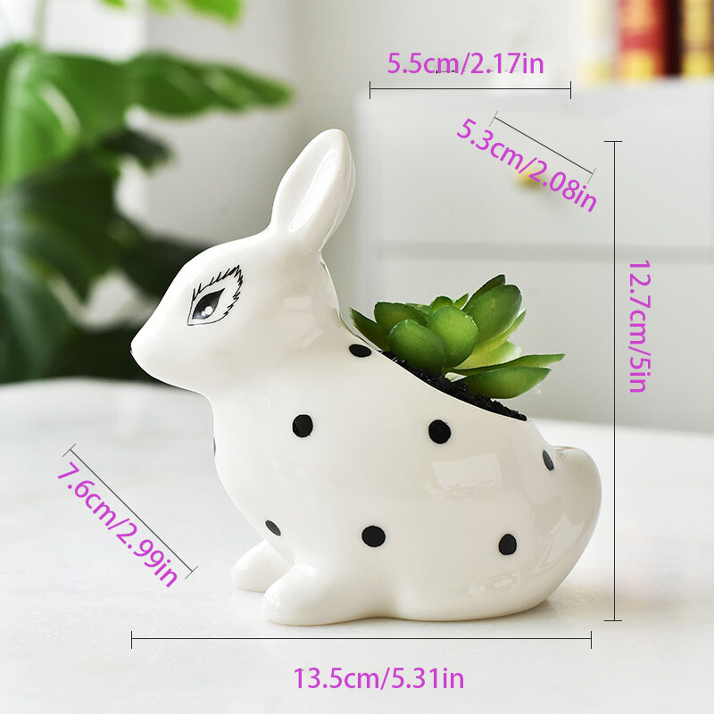 Polka Dot Rabbit Plant Pots for Succulents Ceramic Pots with Hole Gift ...