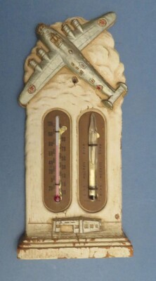 Vintage Indoor Thermometer/Barometer - Decorative Airplane theme | eBay