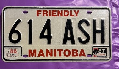 LICENSE PLATES Canada Manitoba 1986, 87 614 – A SH | eBay