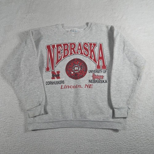 Vintage Nebraska Huskies Sweater Adult Large Grey Long Sleeve Mens TNT ...