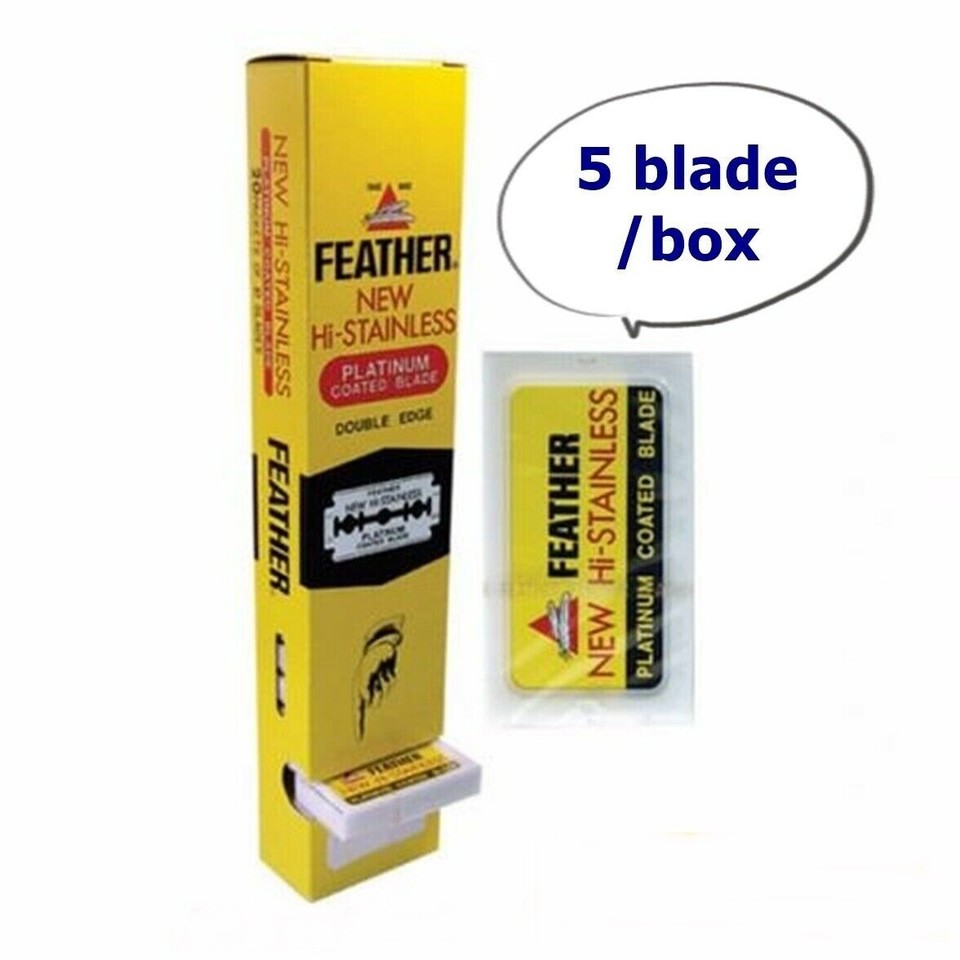100 Feather Shaving Razor Blades Stainless Double Edge HI-Stainless ...
