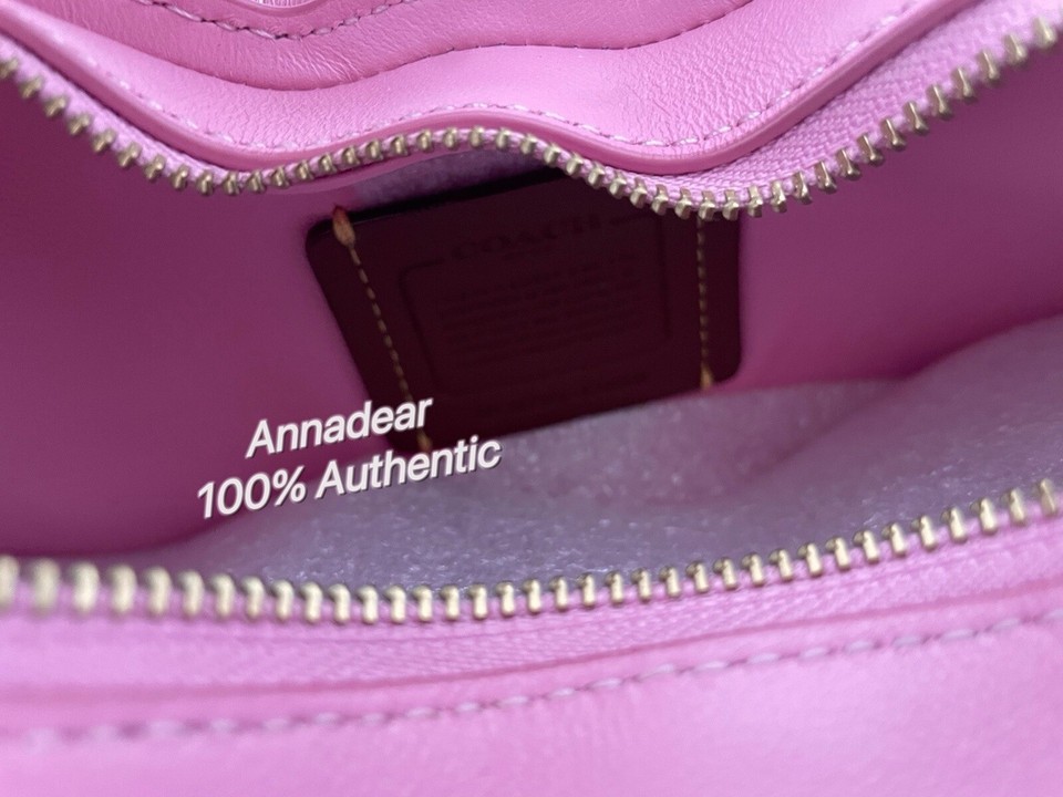 Coach Bow Bag with Pillow Quilting in Brass/Vivid Pink Nappa Leather ...