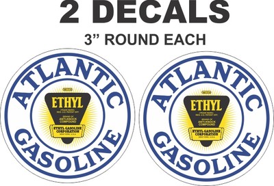 2 Round Atlantic Gasoline Ethyl Vinyl Decals | eBay